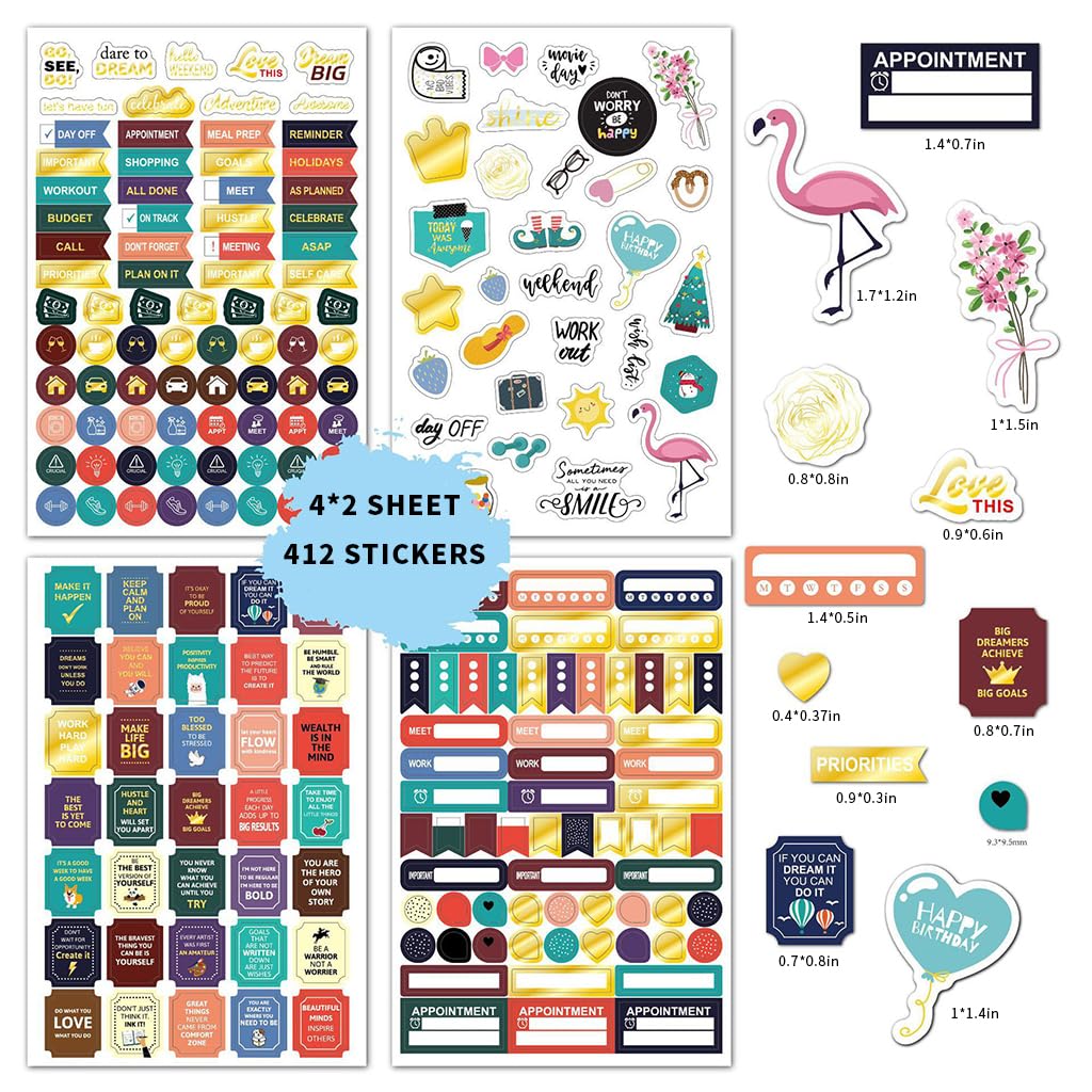 HASTHIP® 8 Sheets Label Planner Stickers, Daily Planners Teacher ...