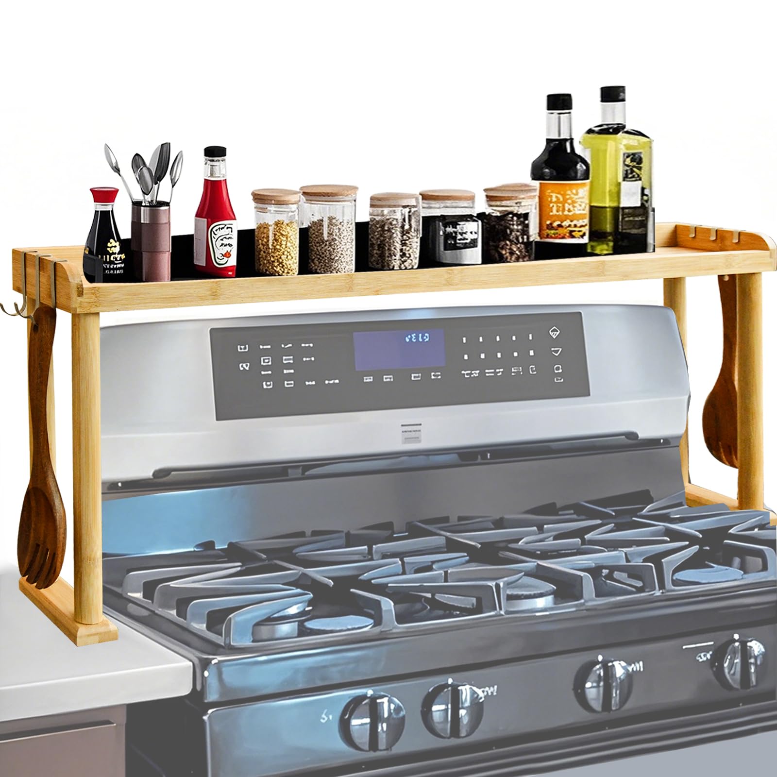 Amazon.com: MAVOTER 34 Inch Over The Stove Spice Rack Bamboo Over The ...