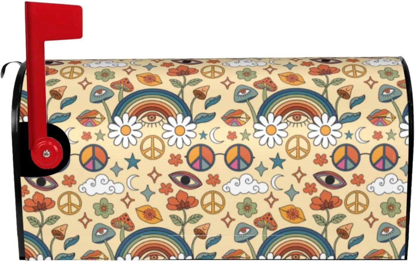 Amazon.com: Kuilepa Mushrooms and Rainbows Peace Magnetic Mailbox Cover ...