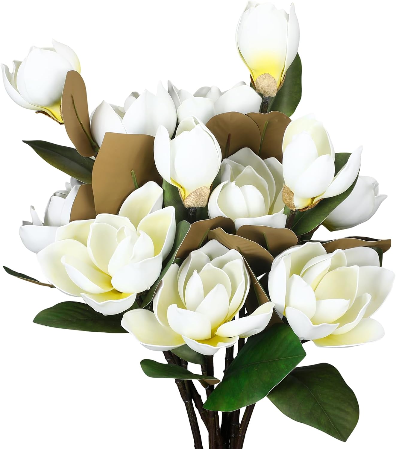 Amazon.com: Yunlly 3 Pcs Artificial Magnolia Flower Long Stem Magnolia ...