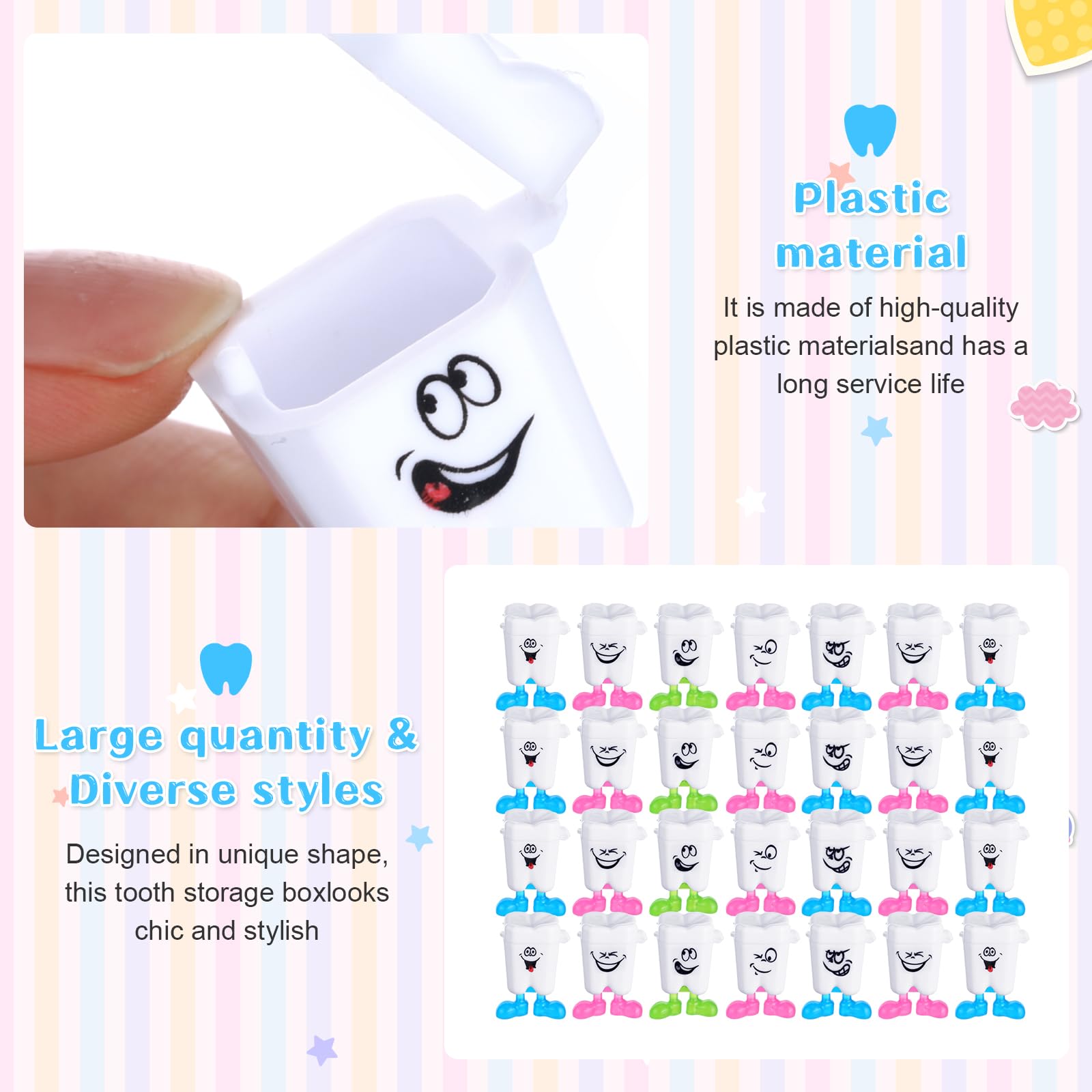 Snapklik.com : Yaomiao 30 Pcs Teeth Storage Box Lovely Baby Milk Tooth ...