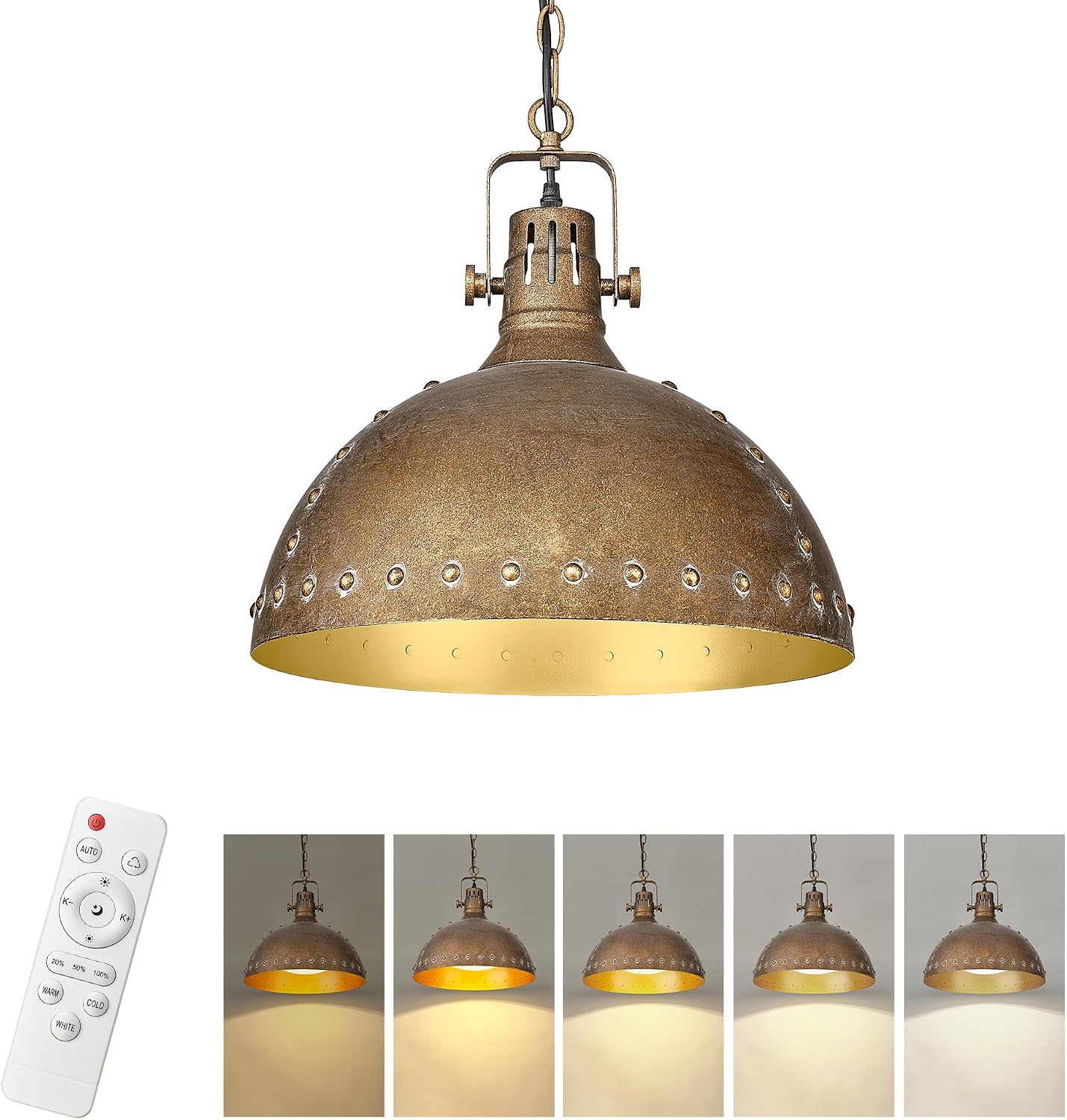 Dome Barn Pendant Light, HWH 16'' Farmhouse Kitchen Island Hanging ...