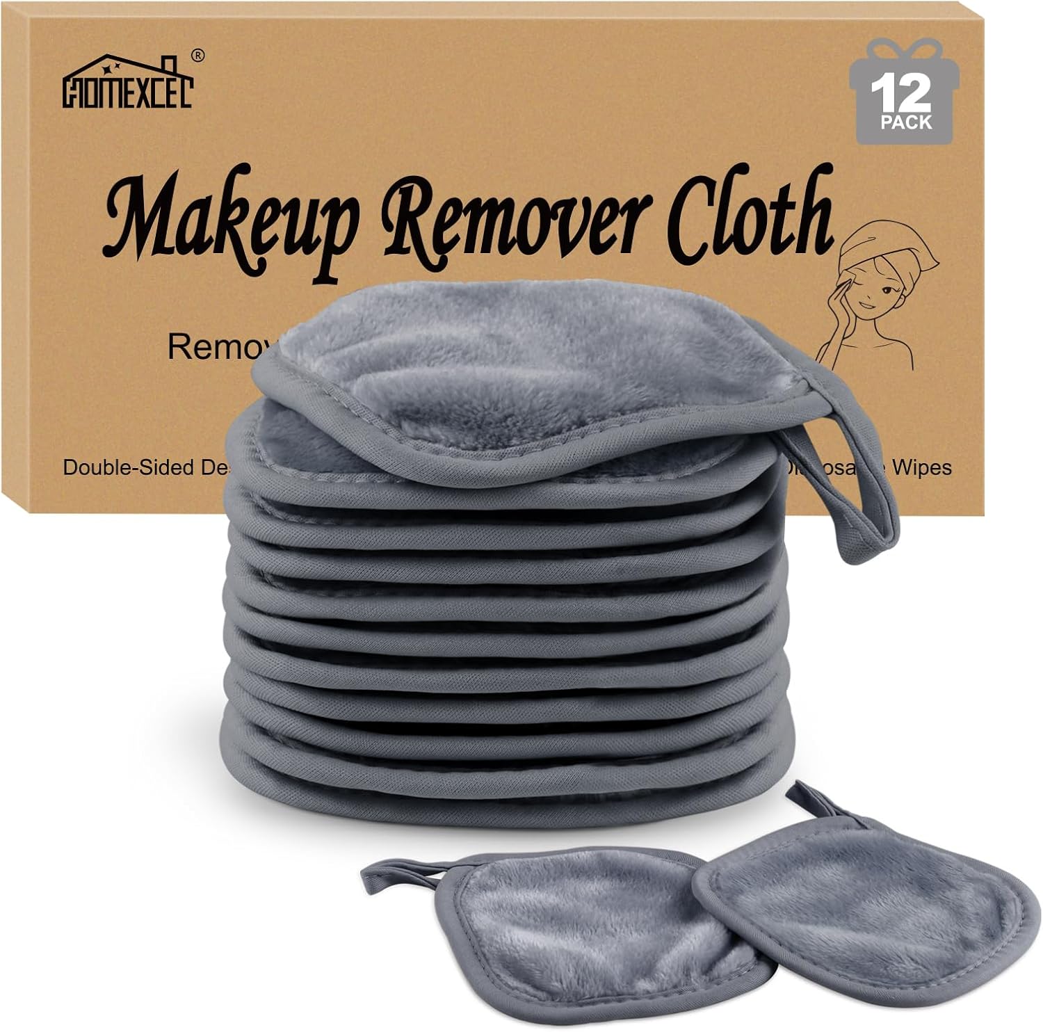 HOMEXCEL Makeup Remover Cloth 12 Pack,Reusable,Washable Ultra Soft ...