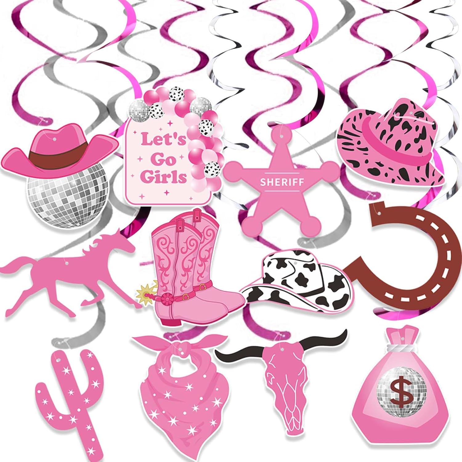 Amazon.com: 24 PCS Pink Party Decorations Streamers Bachelorette for ...