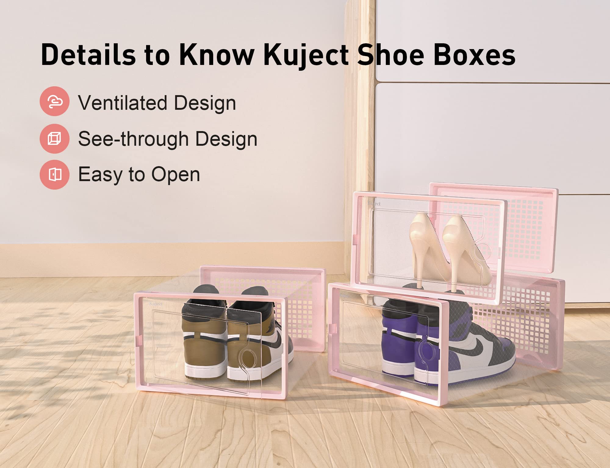 Snapklik.com : Kuject X-Large Shoe Organizers Storage Boxes For Closet ...