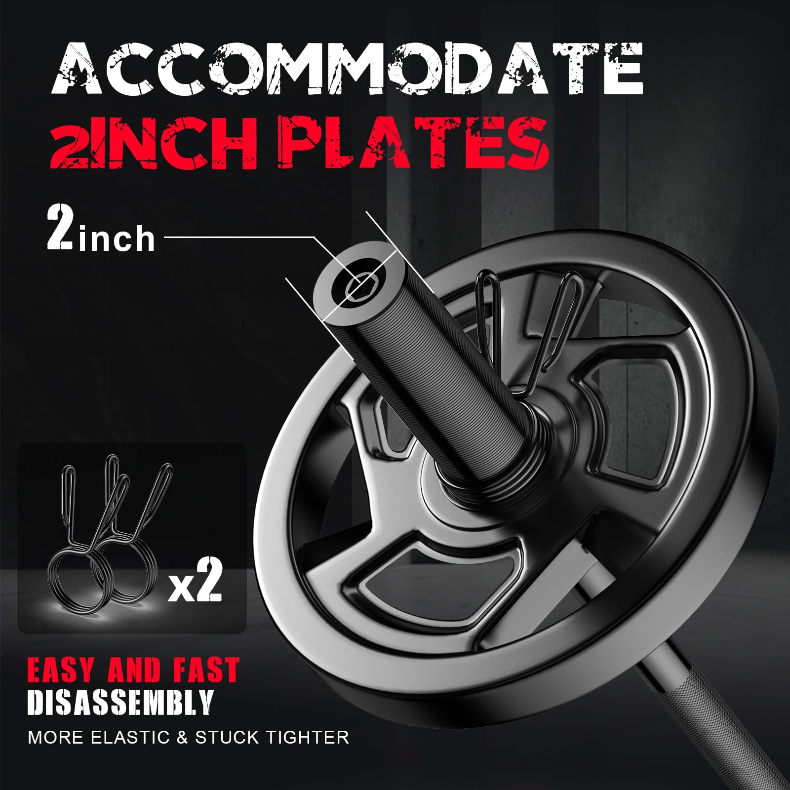Snapklik.com : Olympic Barbell Bar 55", 2In-Weight Lifting Bar Standard ...