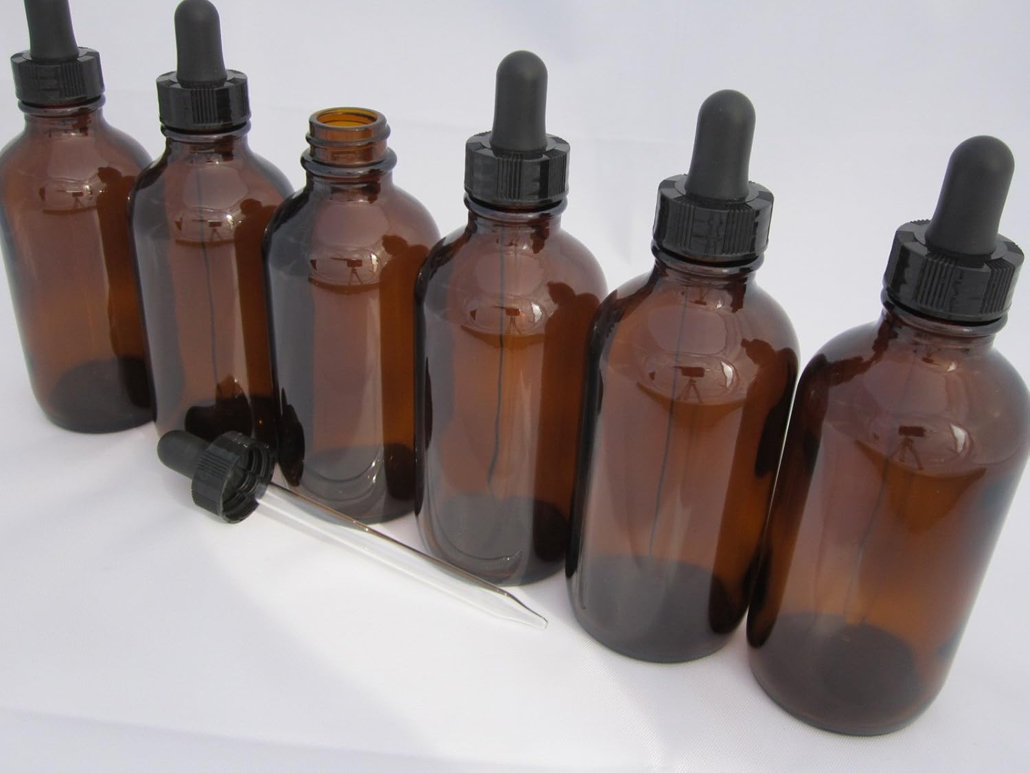 DropperStop 4oz Amber Glass Dropper Bottles (120mL) with Tapered Glass ...