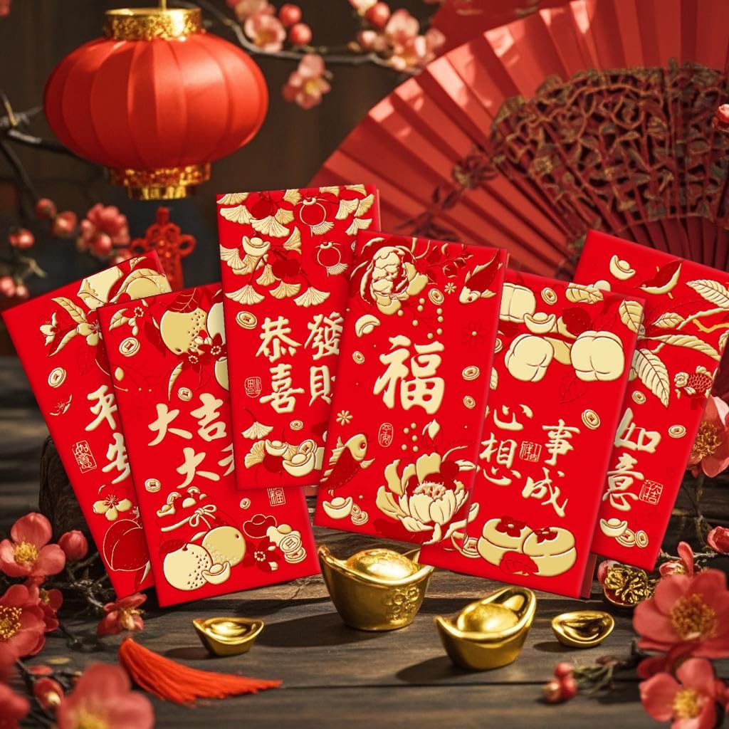 Amazon.com : 24PCS Chinese Red Envelopes 2024, Chinese Hong Bao ...