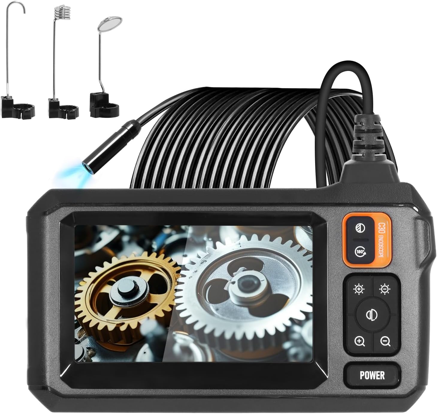 KozyOne Industrial Endoscope Camera with 33ft/10m Flexible Cable, 1080P ...