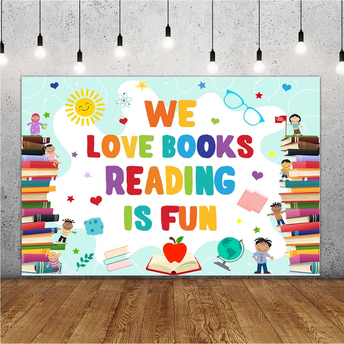 Amazon.com : Lofaris World Book Day Backdrop We Love Books Reading is ...
