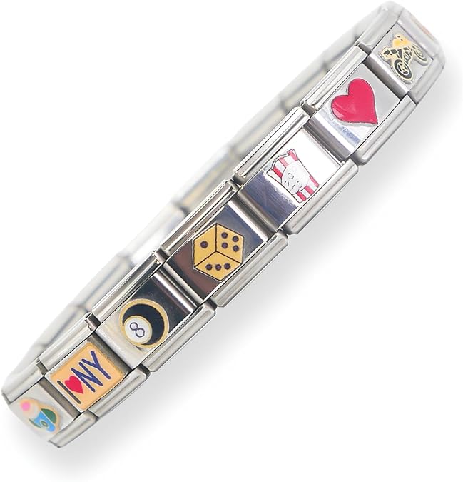 Amazon.com: 2CUTECHARMZ Stylish Italian Charm Bracelet, 18 charm ...