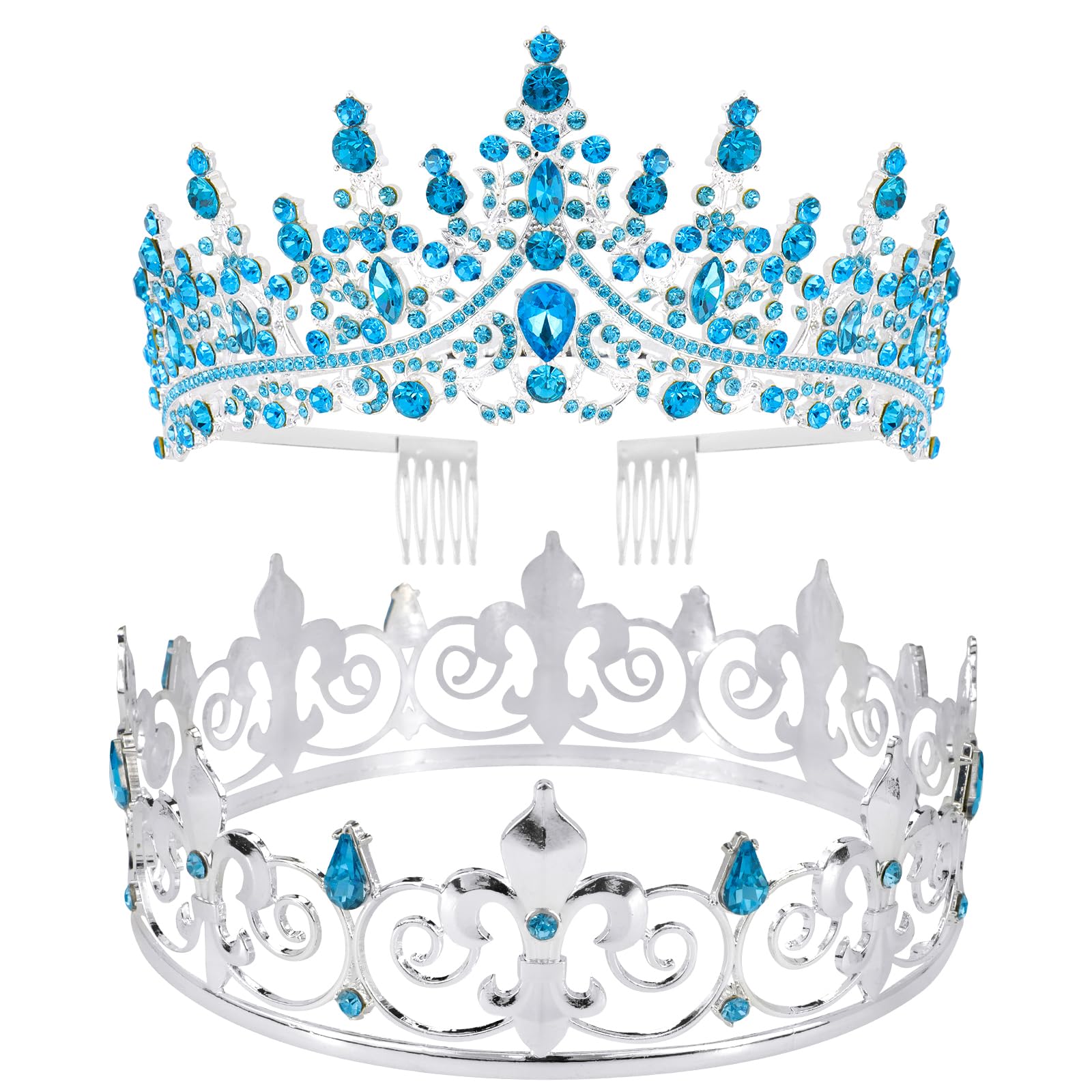 Snapklik.com : 2 Pcs Tiara Crown For Men Women, Blue Crowns For Men ...