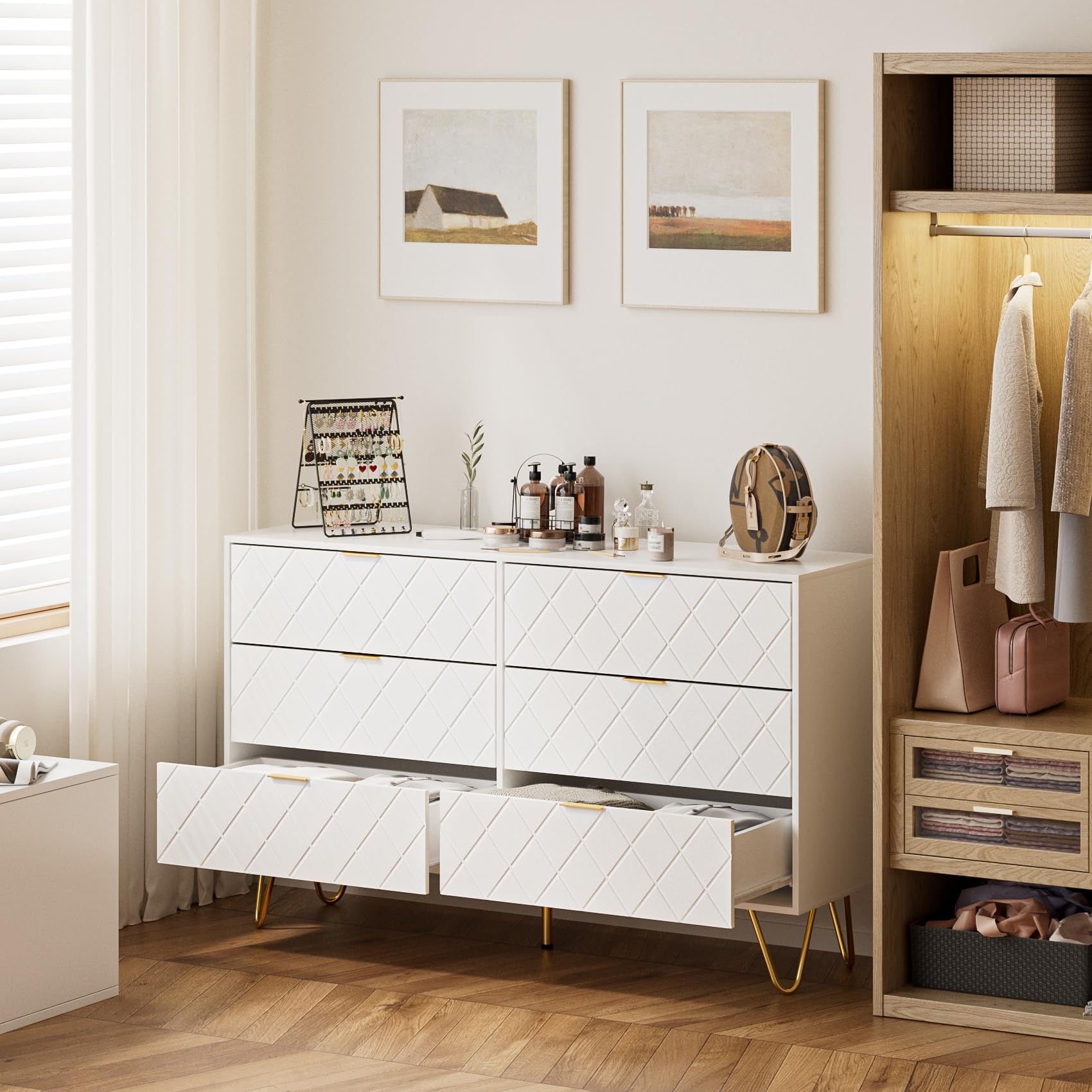 Aobafuir 6 Drawer Dresser, Drawer Chest, Tall Storage Dresser Chest ...