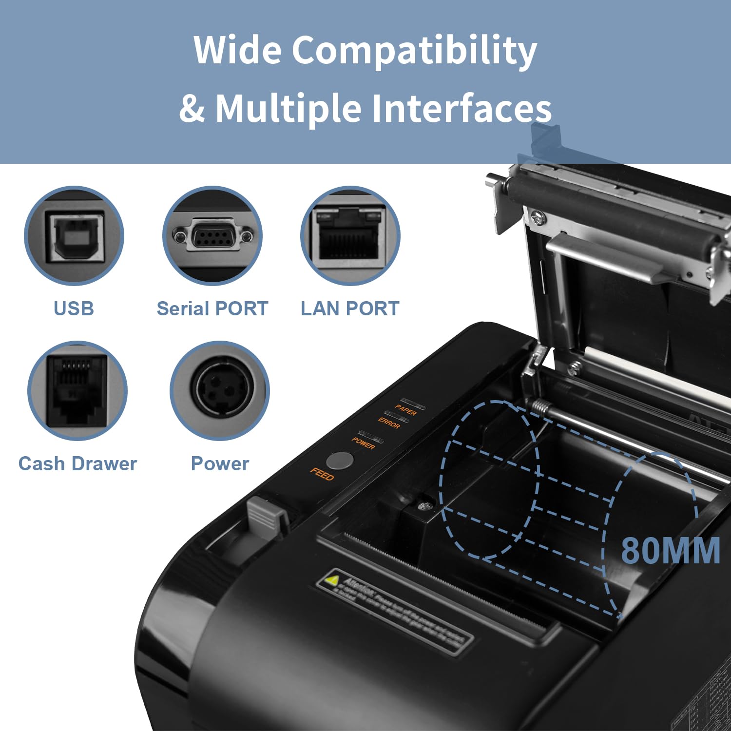 Snapklik.com : Rongta POS Receipt Printer, 80mm Thermal Printer, ESC ...