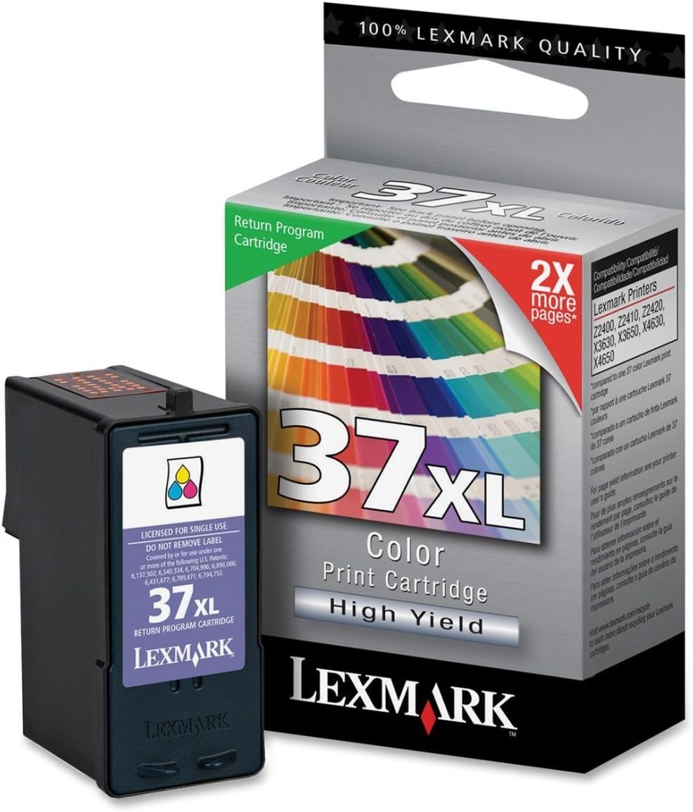 Amazon.com: New Genuine Lexmark 37 XL Tri-Color Ink Cartridge 18C2180 ...