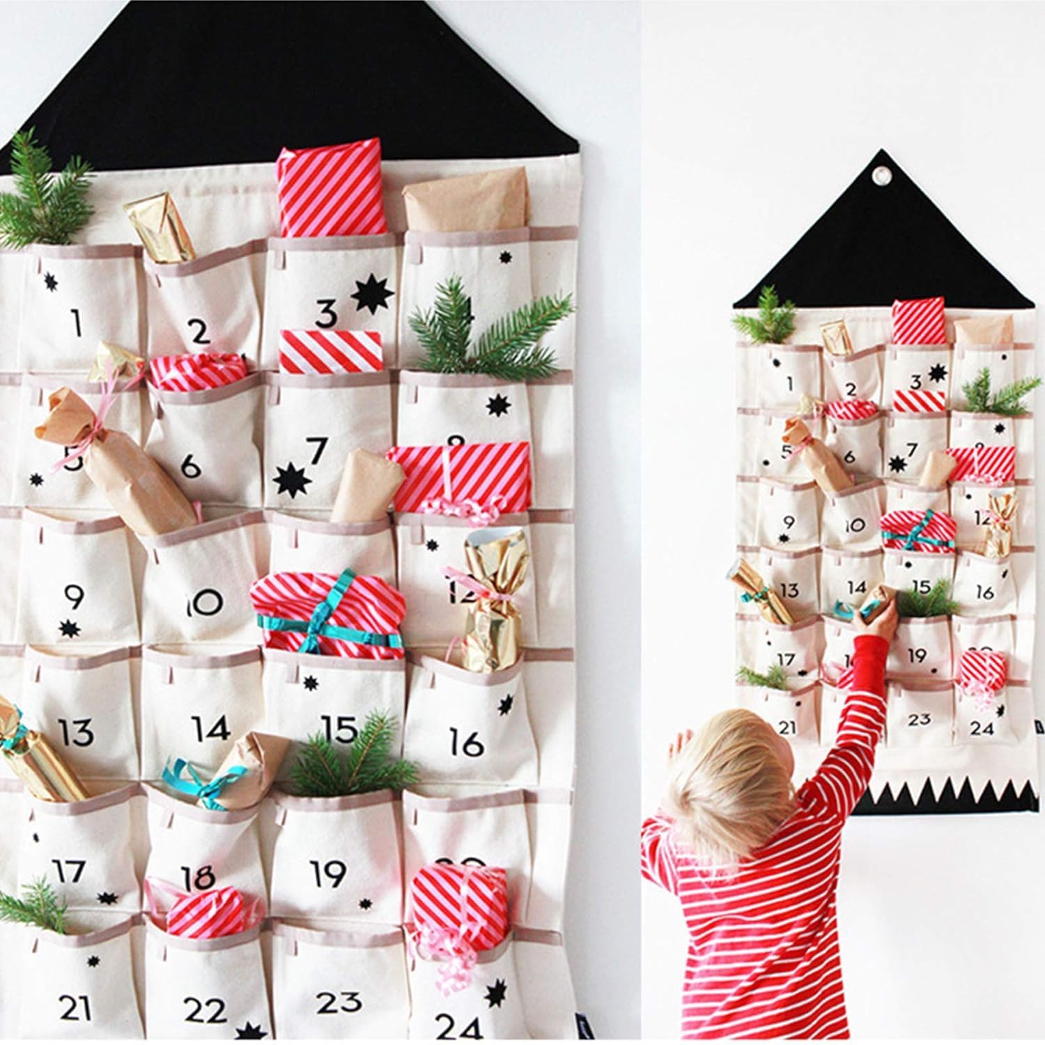 Amazon.com: Dkieuyu Reusable Advent Calendar Christmas Hanging Advent ...