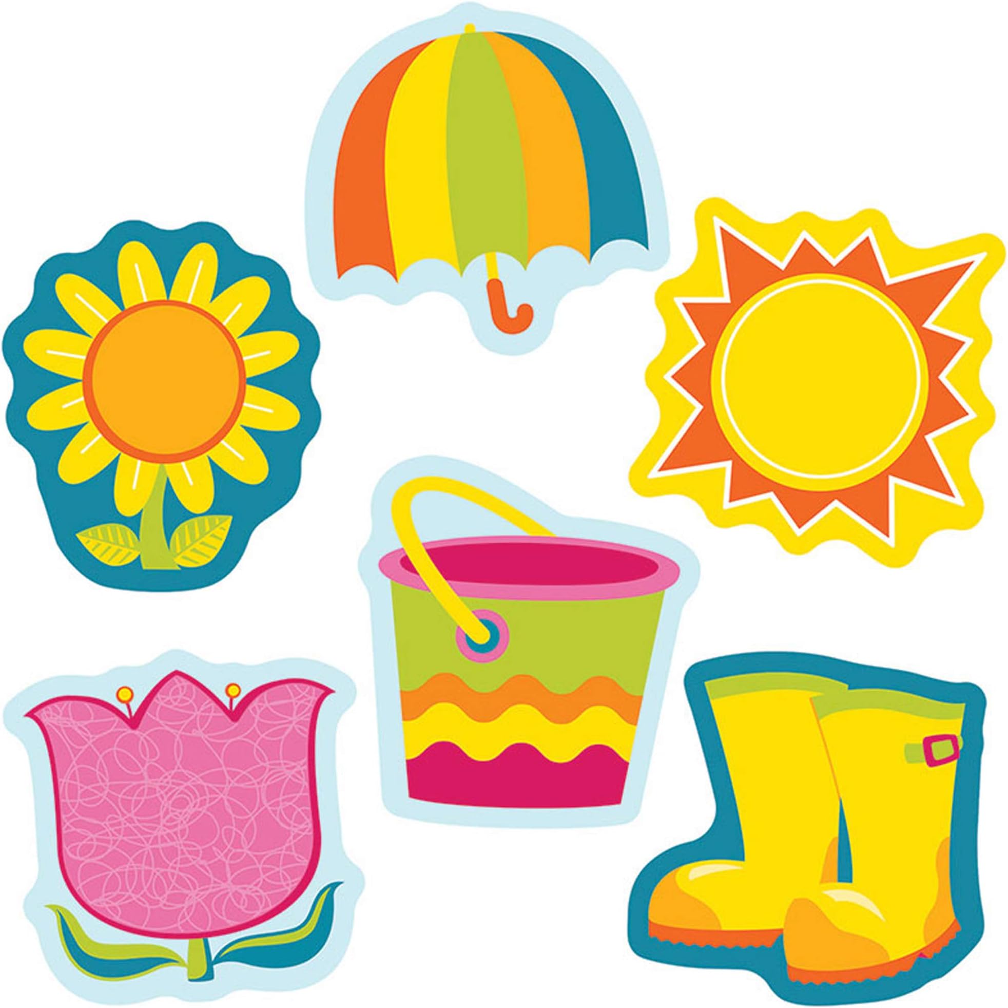 Amazon.com: 45 Pieces Rainbows Cut-Outs, Rainbows Sun Cloud Accents ...