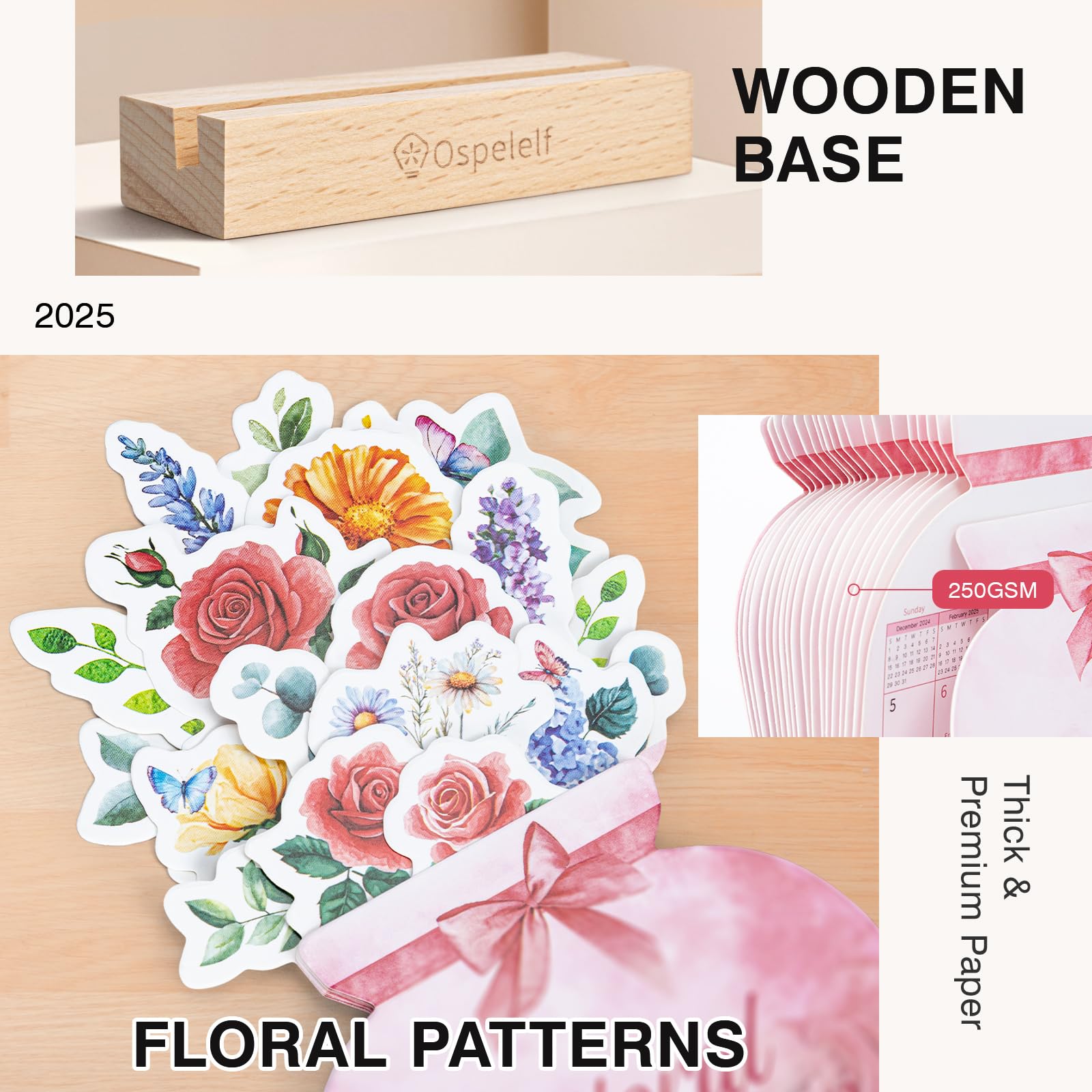 Snapklik.com : Ospelelf Floral Desk Calendar 2025-2026, Mini Pink ...