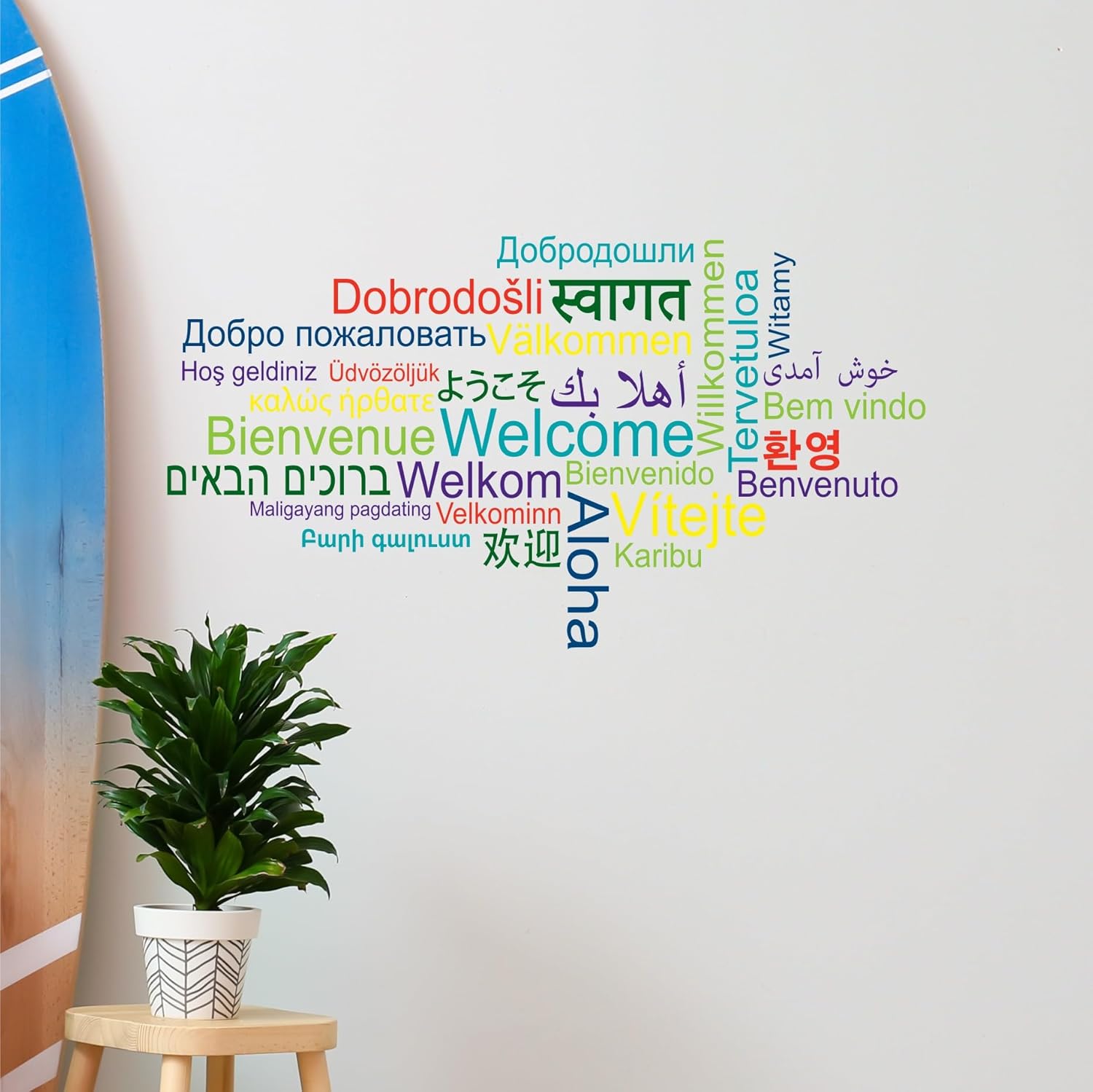 Wallency Welcome Wall Decal - 22"x40", Colorful - Welcome in 29 ...