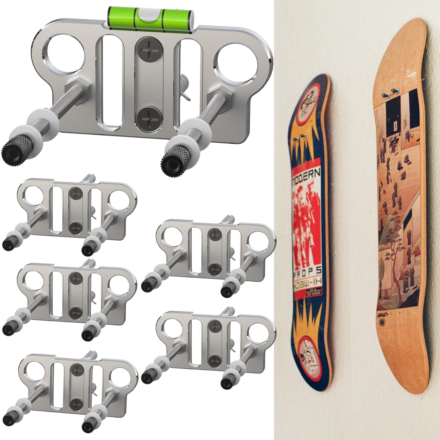 Amazon.com: Skateboard Wall Mount (6-Pack) - Strong Aluminum Skateboard ...