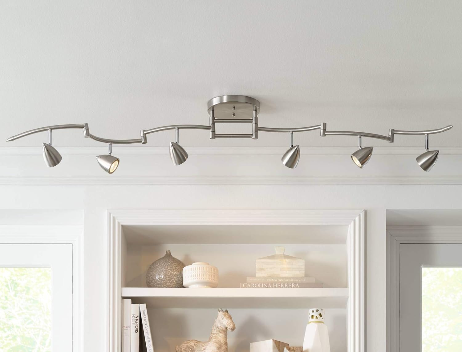 Pro Track Track Light Fixture - 6 Head Adjustable Lights, Brushed ...