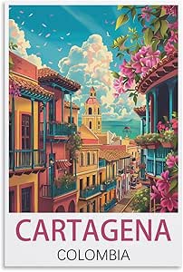 Amazon.com: ZBZGOEZO Cartagena Colombia Vintage Travel Poster 12x18inch ...