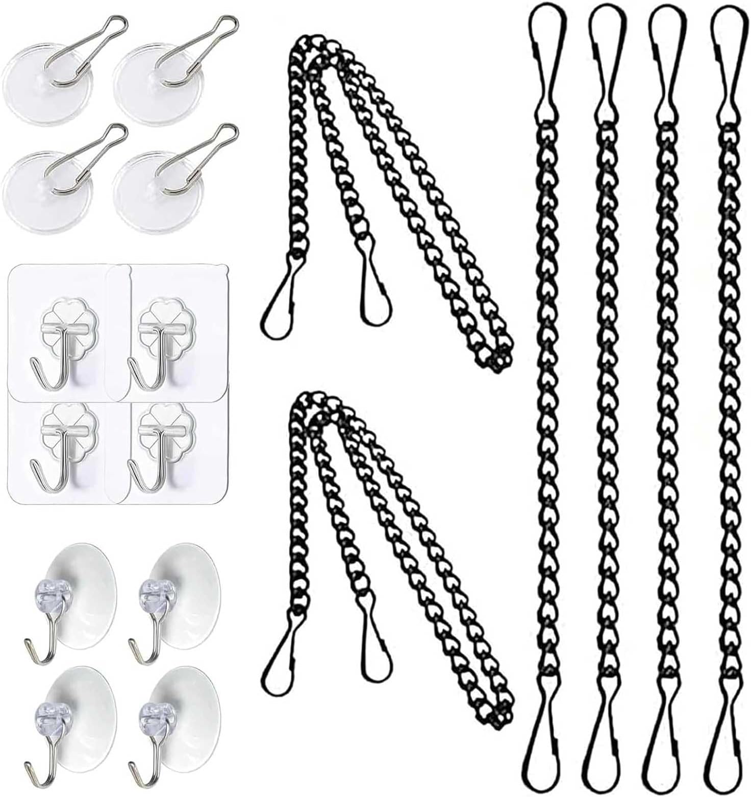 Picture Hanging Chain with Adhesive Hooks and Suction Cup for Stained ...