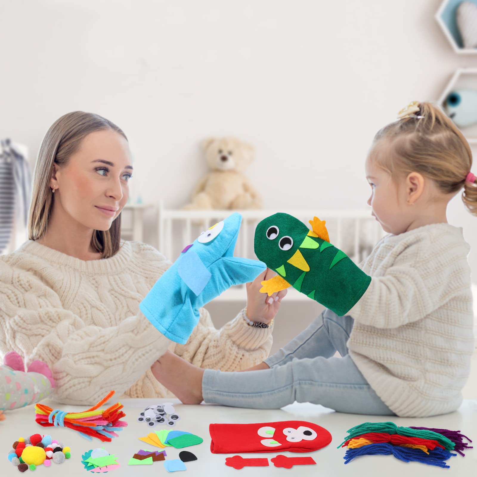 Snapklik.com : 6 Pieces DIY Hand Puppets Making Kit Felt Sock Creative ...