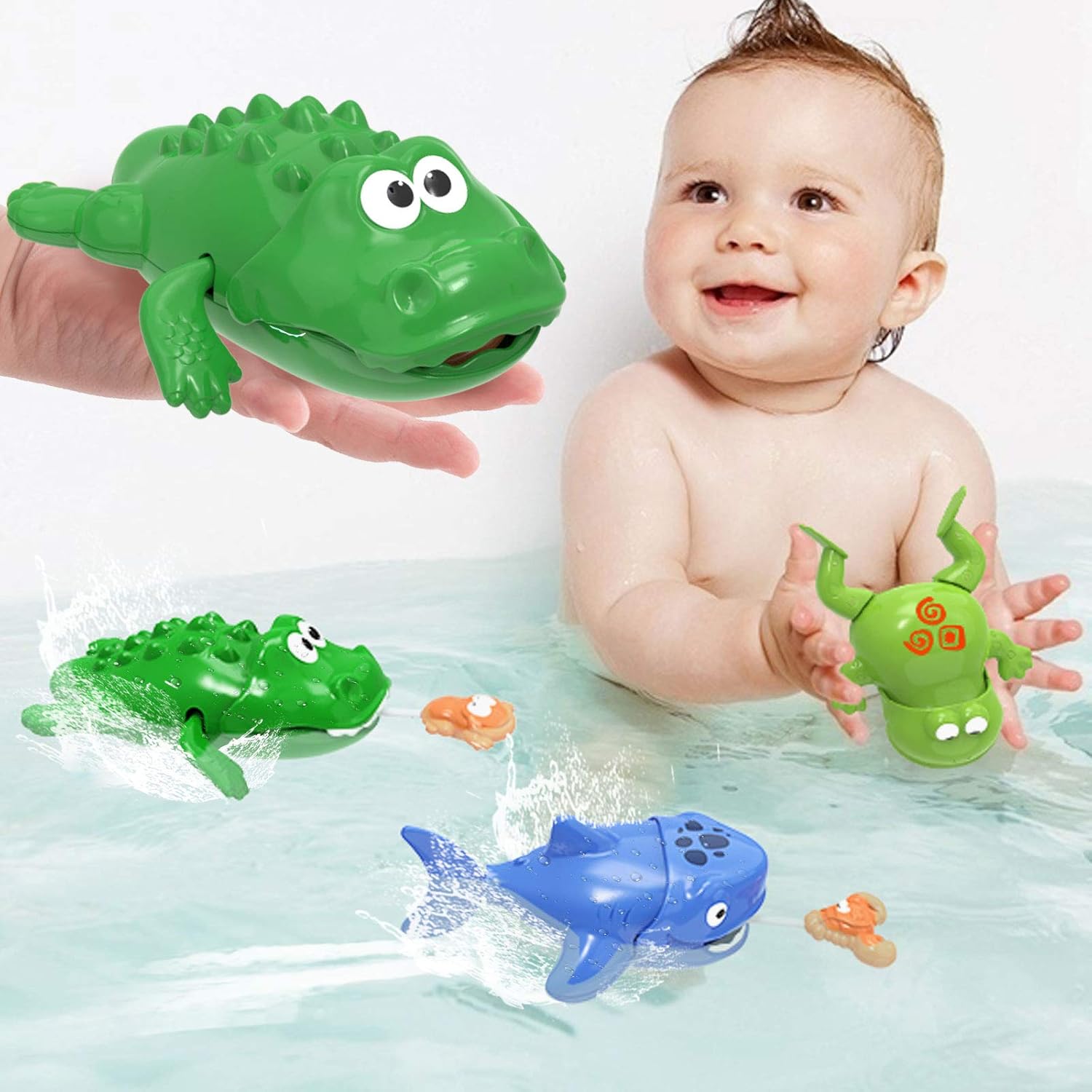 Amazon.com: toymus Bath Toys Set (3 Pack), Wind up Swimming Bath Toy ...