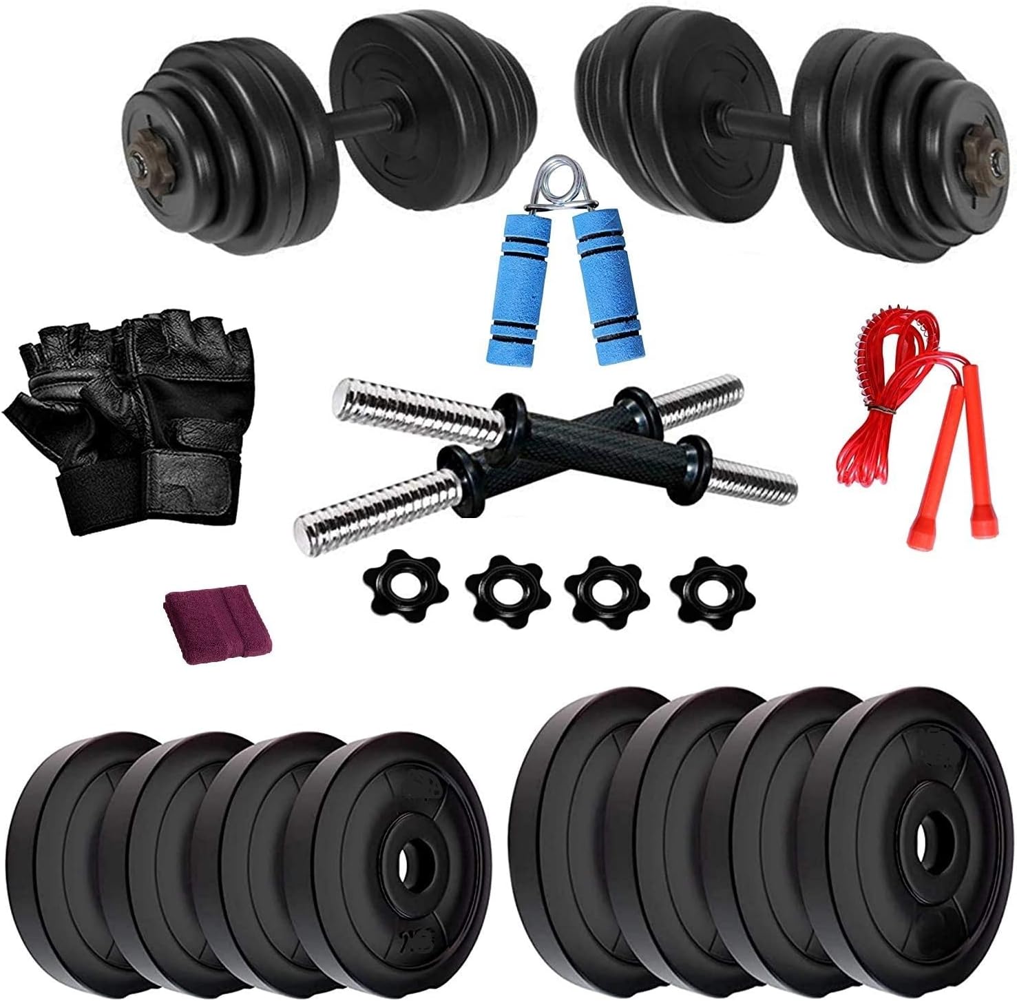 Buy BODYFIT 16 KG WEIGHT PLATES HOME GYM EXERCISE SET DUMBBELL. Online ...