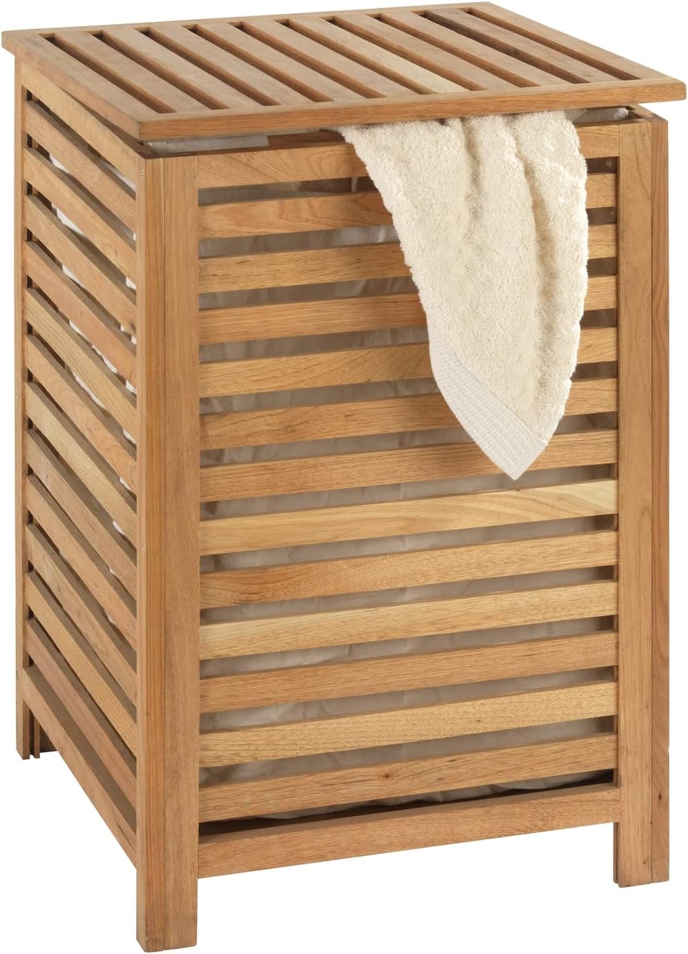 Wenko 18620100 Laundry Chest Norway with Laundry Bag, Wood Walnut Wood ...