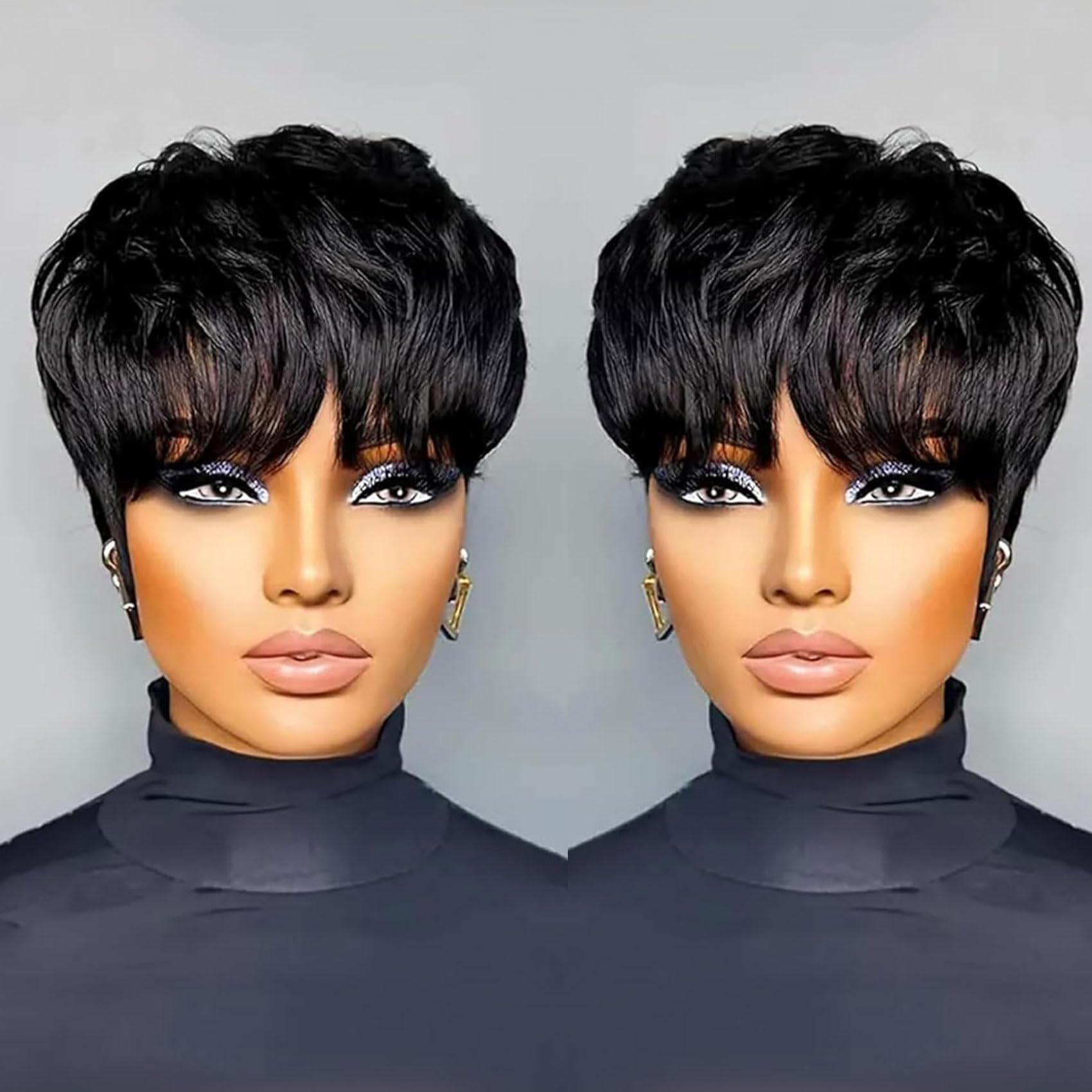 Amazon.com : VRZ short wigs for black women human hair short human hair ...