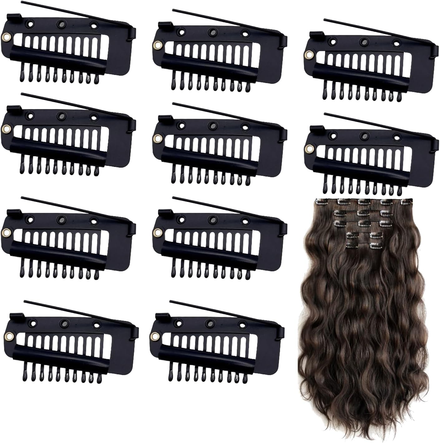 10PCS Chunni Clips with Safety Pins,Hair Extension Clips Wig Clips to ...