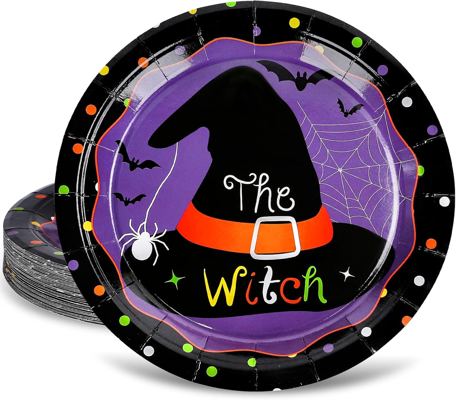 Amazon.com: AnyDesign 40Pcs Halloween Witch Hat Paper Plates Hocus ...