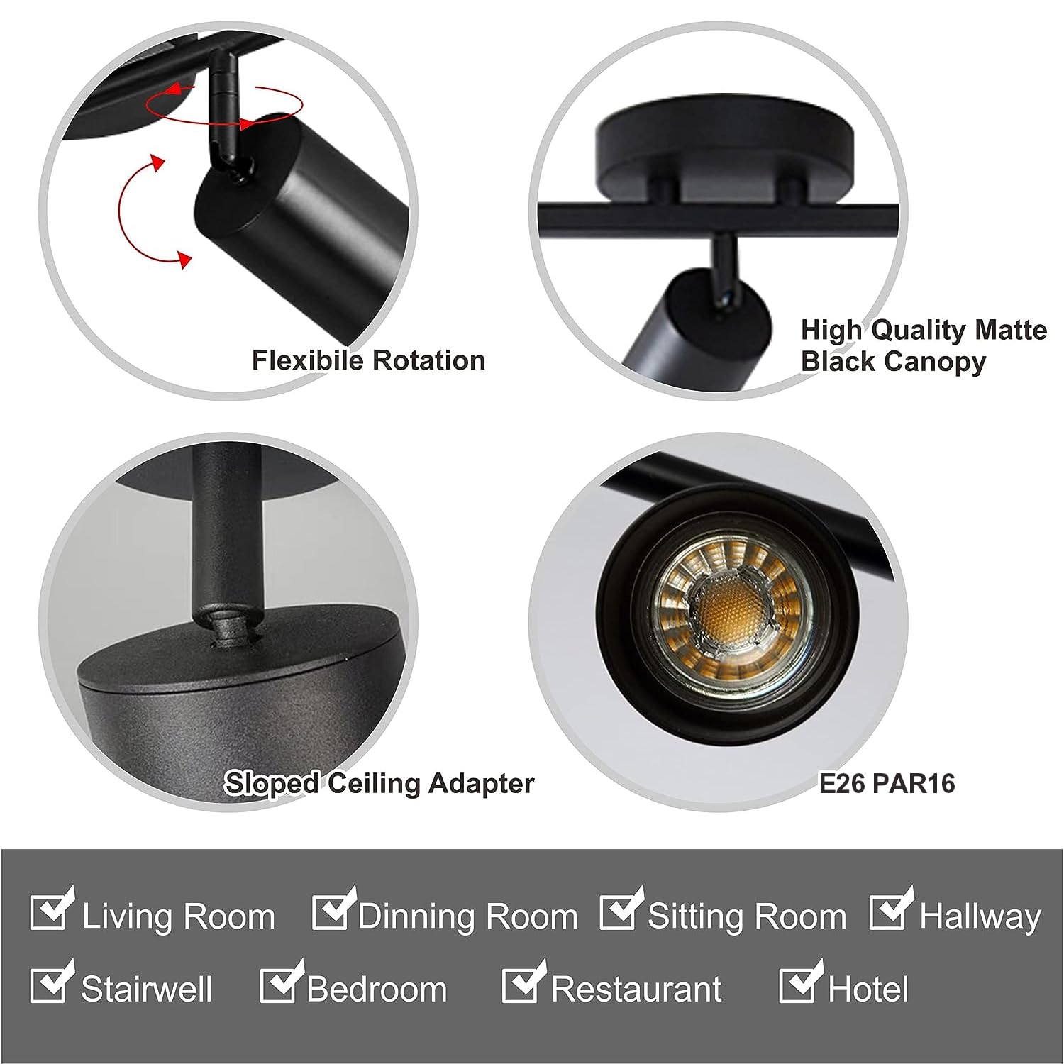 Snapklik.com : KCO Lighting 5 Light LED Track Lighting Adjustable 5 Way ...
