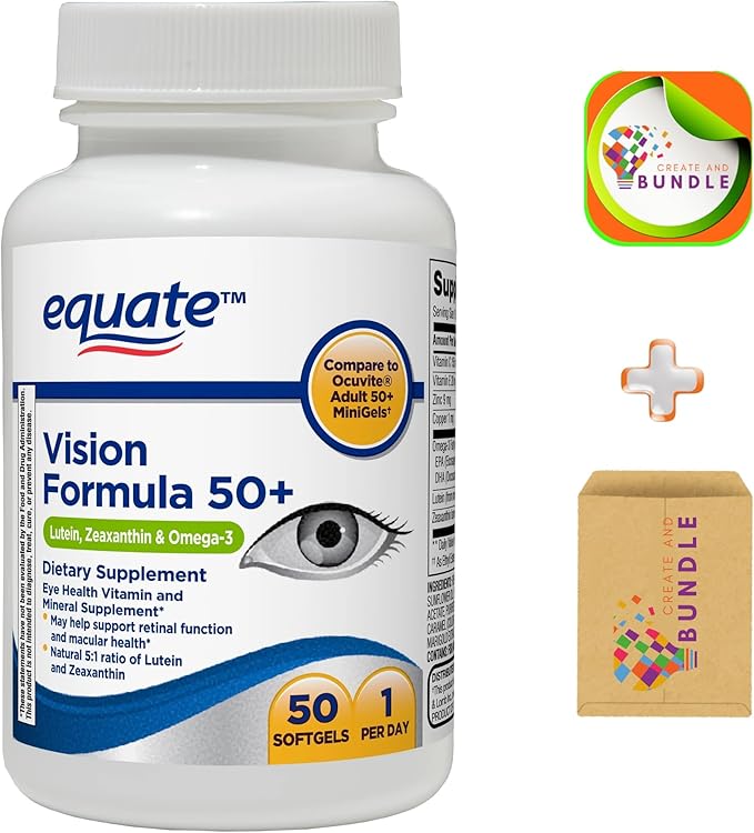 Amazon.com: Equate Vision Formula 50 + Soft Gels Dietary Supplement ...