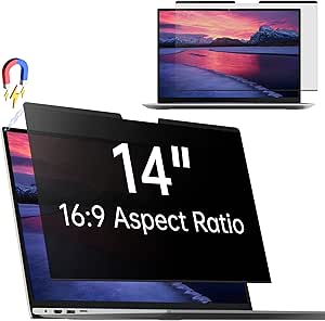 Magnetic Laptop Privacy Screen Protector 14 inch for 16:9 Computer Monitor, 14" Removable Anti ...