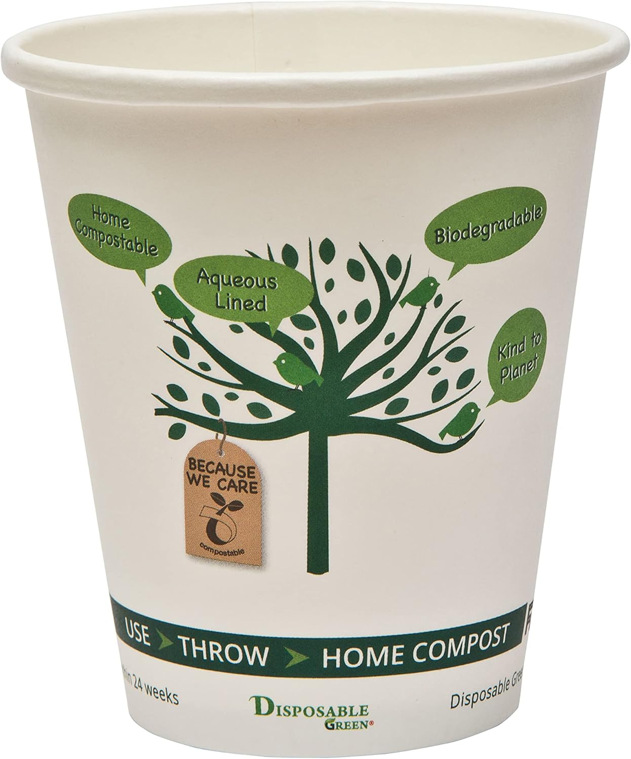 DISPOSABLE GREEN® | 10, 12, 16 oz Coffee Cups | Unique Aqueous Lined ...