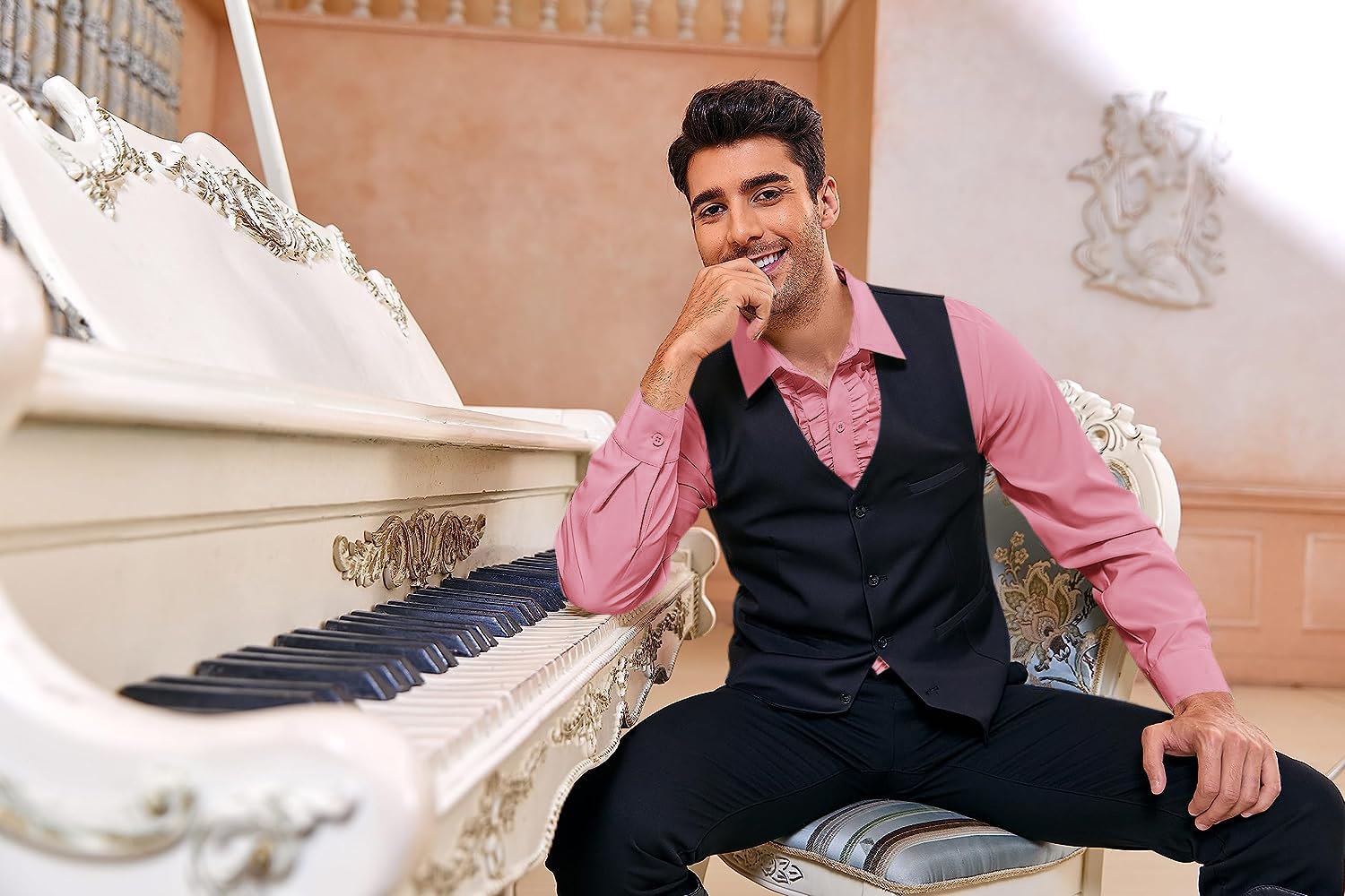 Snapklik.com : Mens Ruffle Tuxedo Shirt 80s Prom Ruffled Button Down ...