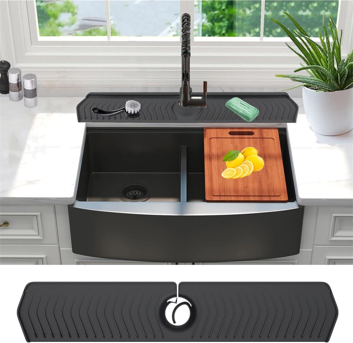 Amazon.com: Derlights 33 inch Sink Splash Guard Mat, Silicone Faucet ...