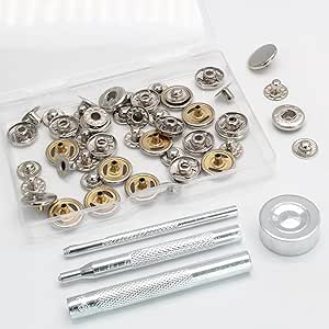 Amazon.com: Coufce 12 Sets 15mm Snap Button, Silver Metal Snap ...