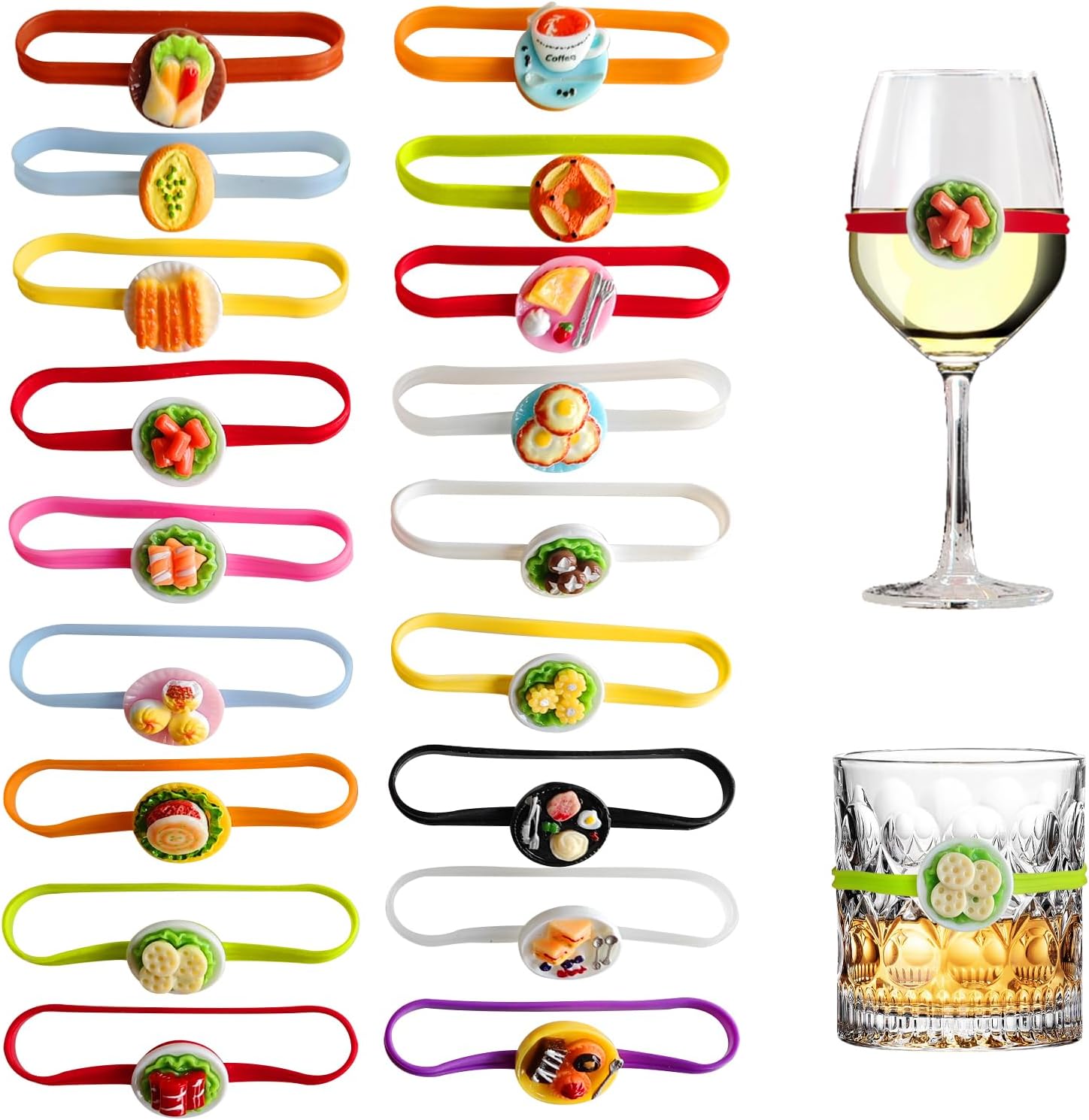 Amazon.com | Outus 24 Pieces Drink Markers Glass Cup Wine Glass Bottle ...