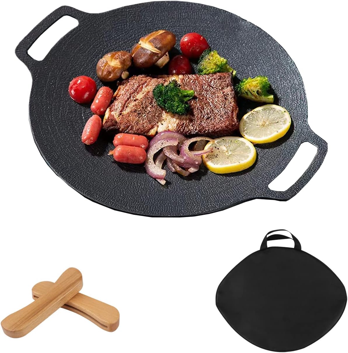 Amazon.co.jp: Ziancity マルチグリドル 丸型 キャンプ 鉄板 直径29cm/33cm/36cm マルチグリドルパン 直火対応 炭火対応 ソロキャンプ 焼肉プレート お ...