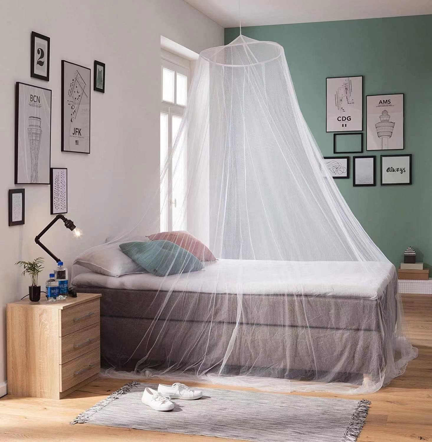 Amazon.com: Zufio Mosquito Net for Bed, Extra-Long Bed Canopy for Girls ...