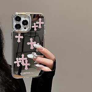 Amazon.com: xoniery Compatible with iPhone 16 Pro Max Case Cute Glossy Mirror Back Case,Pink ...