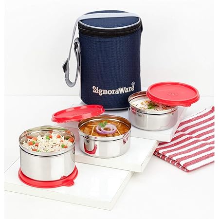 Buy Signoraware Executive Stainless Steel Lunch Box Set, Set of 4, Blue ...