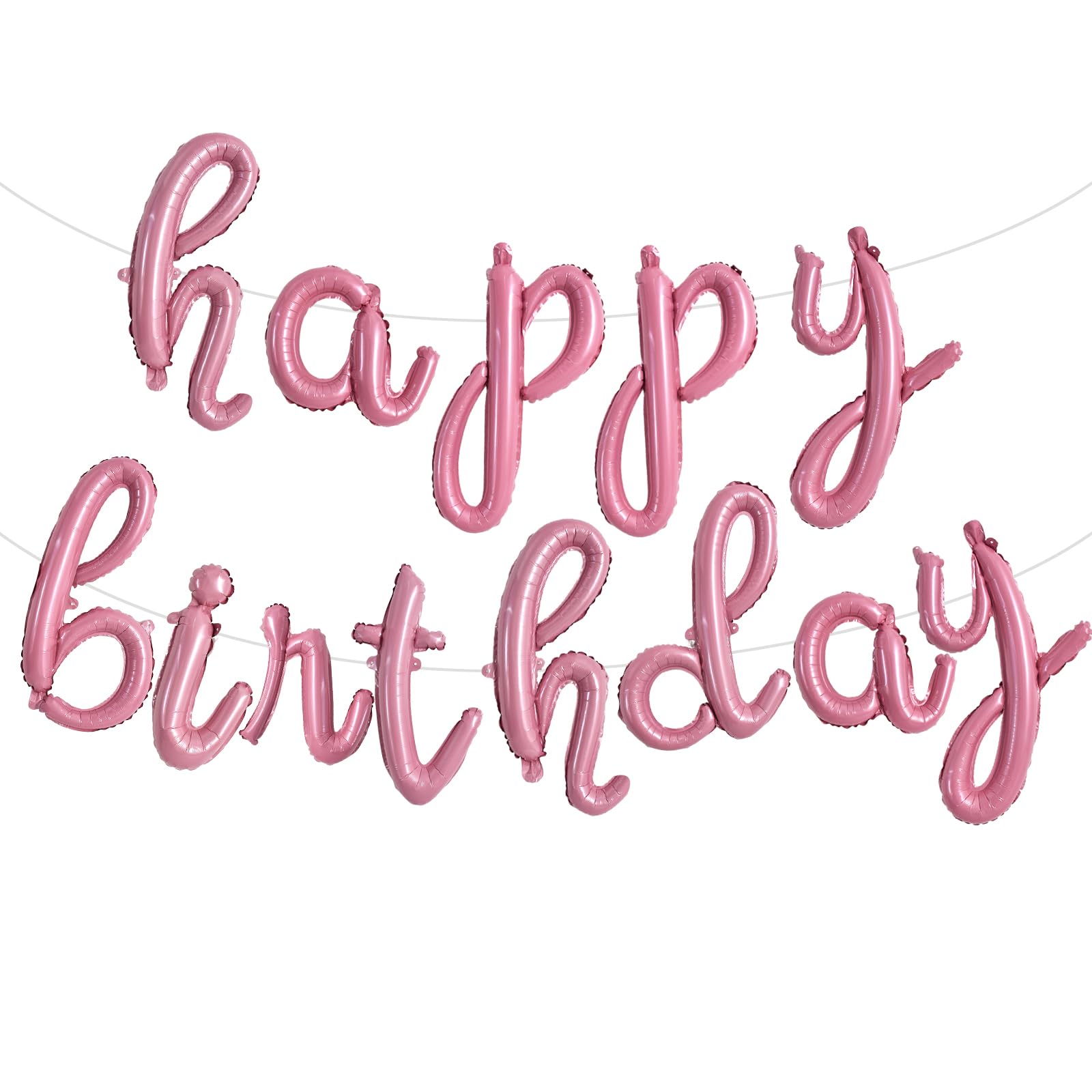 Amazon.com: TONIFUL Light Pink Happy Birthday Balloons Banner,Cursive ...