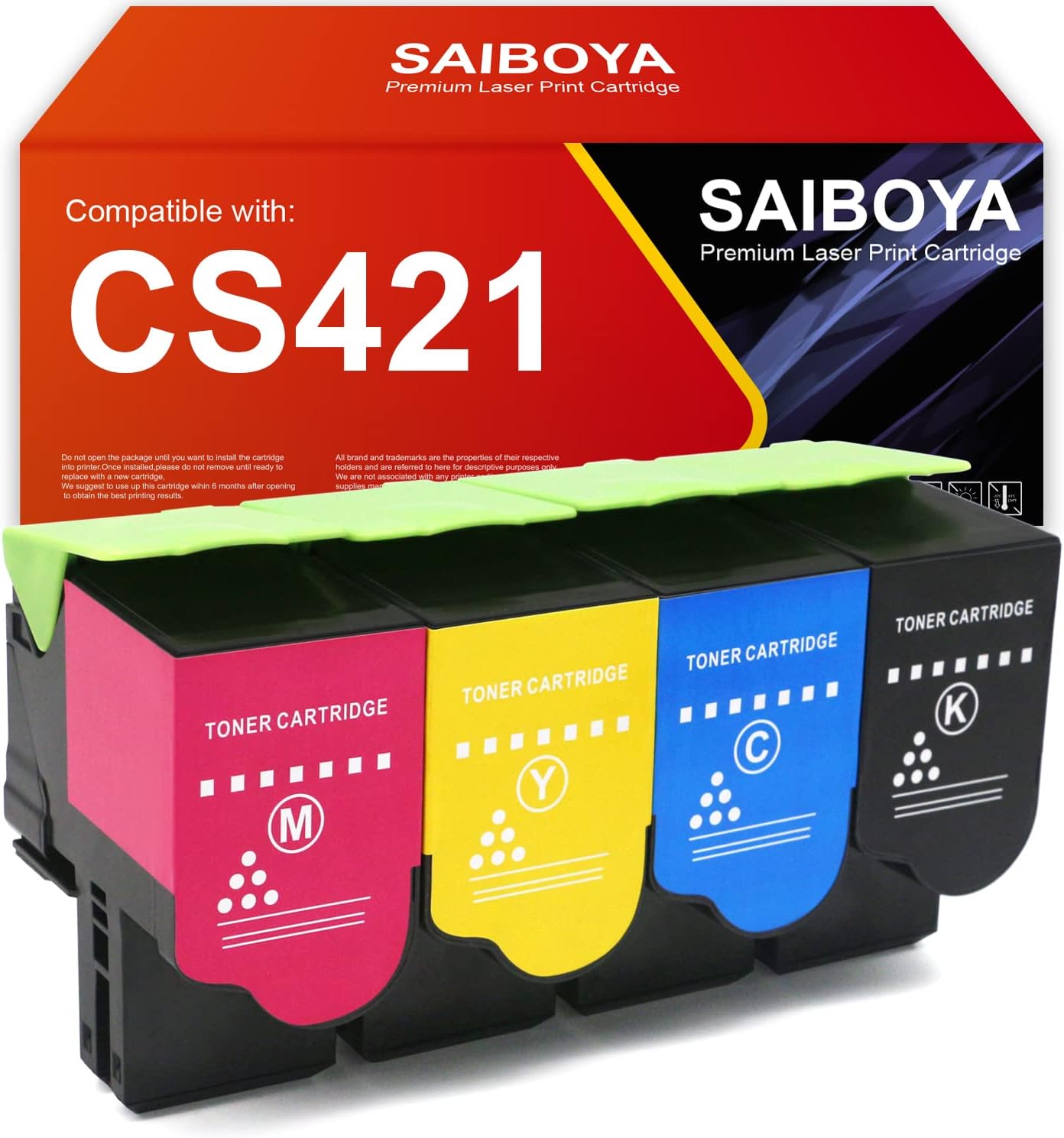 SAIBOYA Remanufactured Toner Cartridge Set for Lexmark CX421 CX521 ...