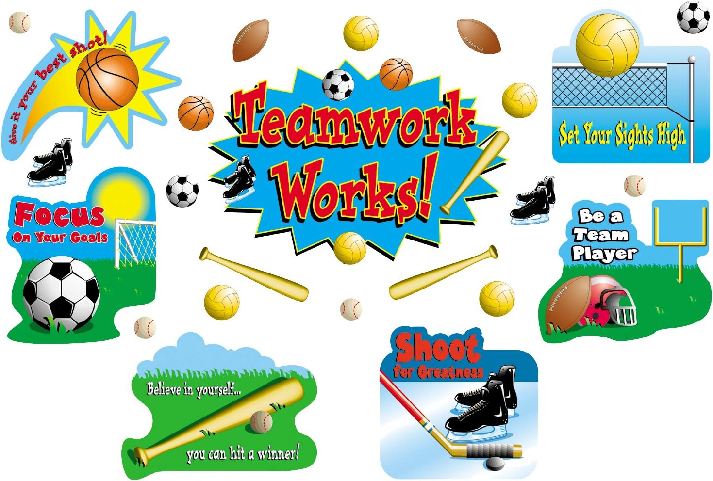 Amazon.com : Teacher Created Resources Sports/Teamwork Bulletin Board ...
