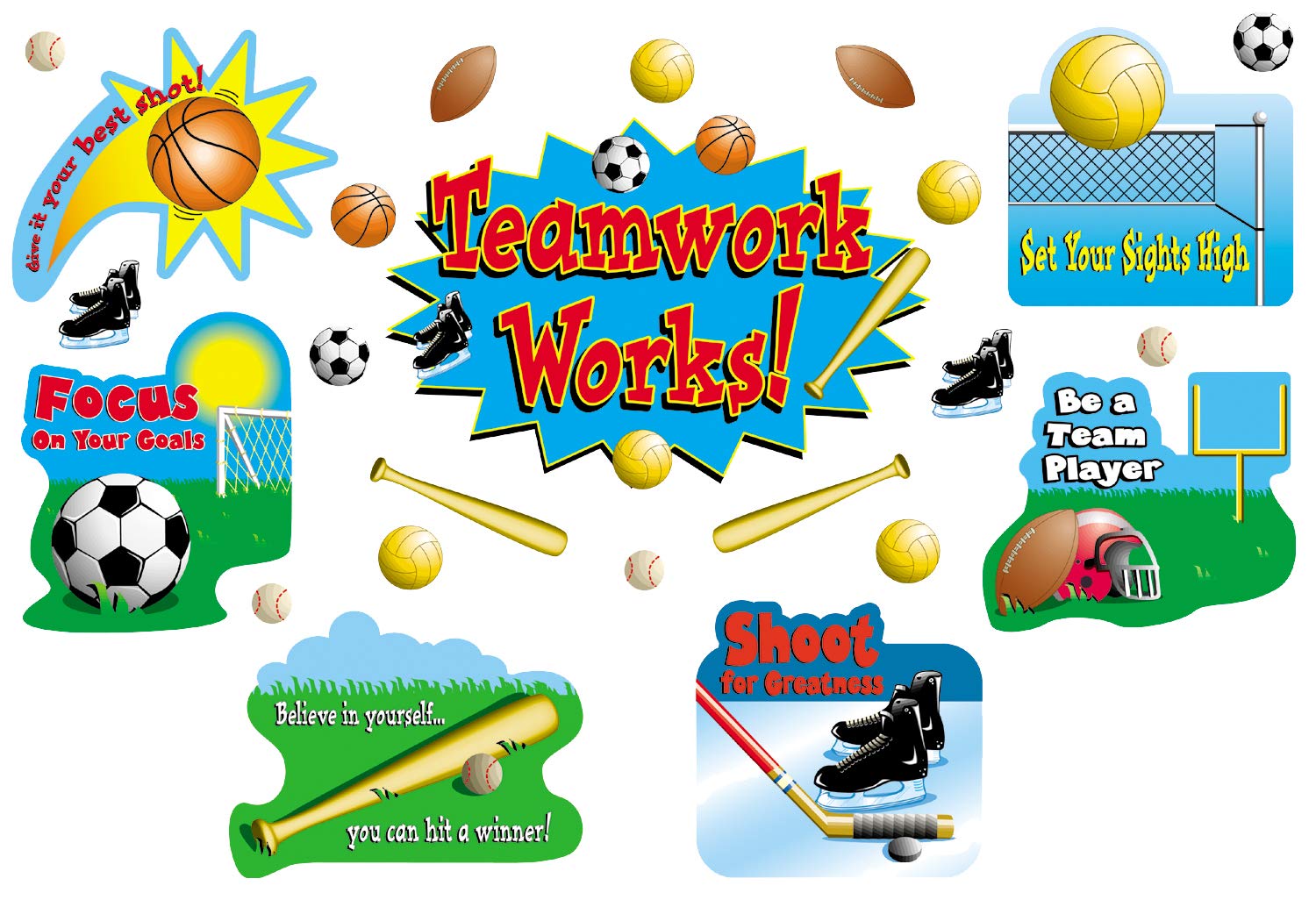 Teacher Created Resources Sports/Teamwork Bulletin Board Display Set ...
